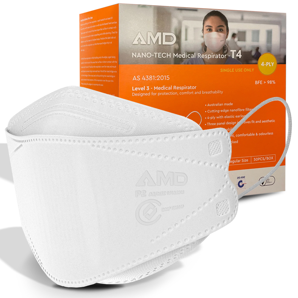 AMD P2 (N95) Certified Medical Respirator 50pcs - White Masks